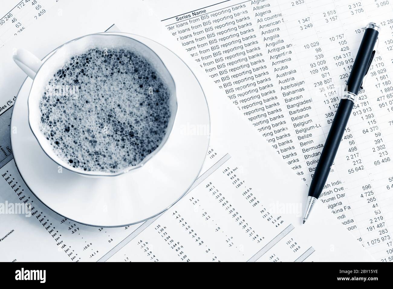 Coffee and accounting Stock Photo - Alamy