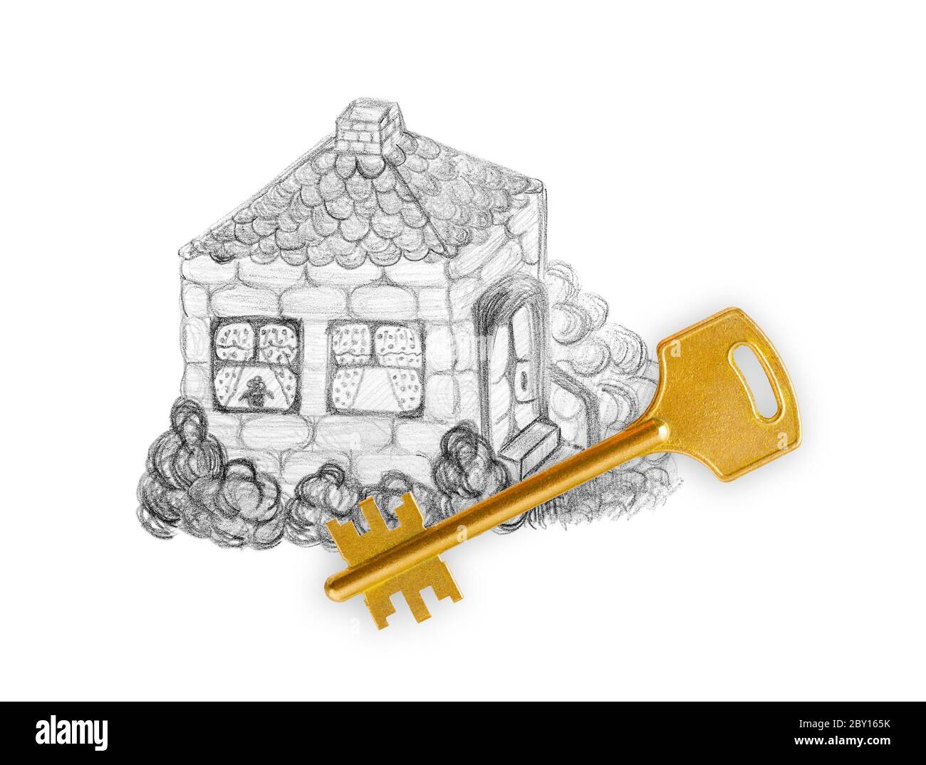 Drawing house and key Stock Photo - Alamy