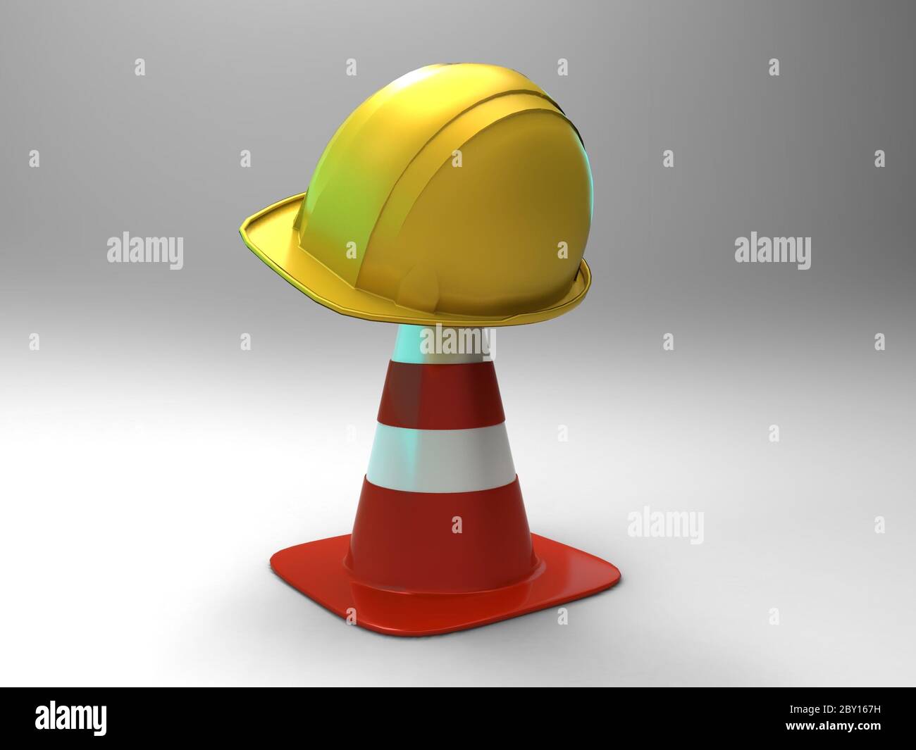 Traffic cone and the helmet Stock Photo - Alamy