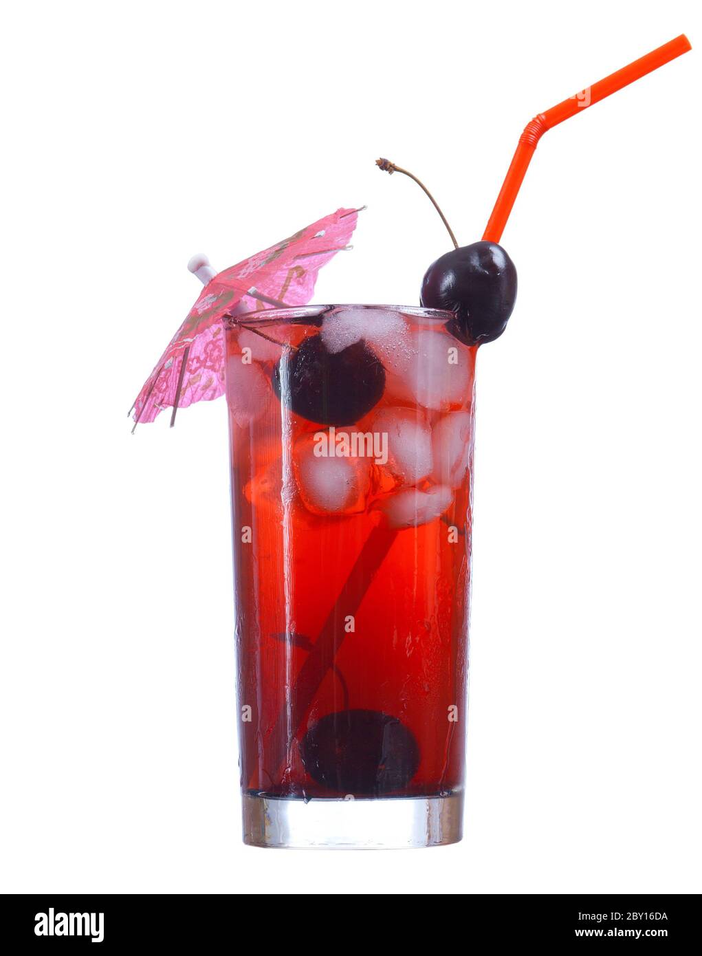 Cocktail with cherry closeup Stock Photo - Alamy