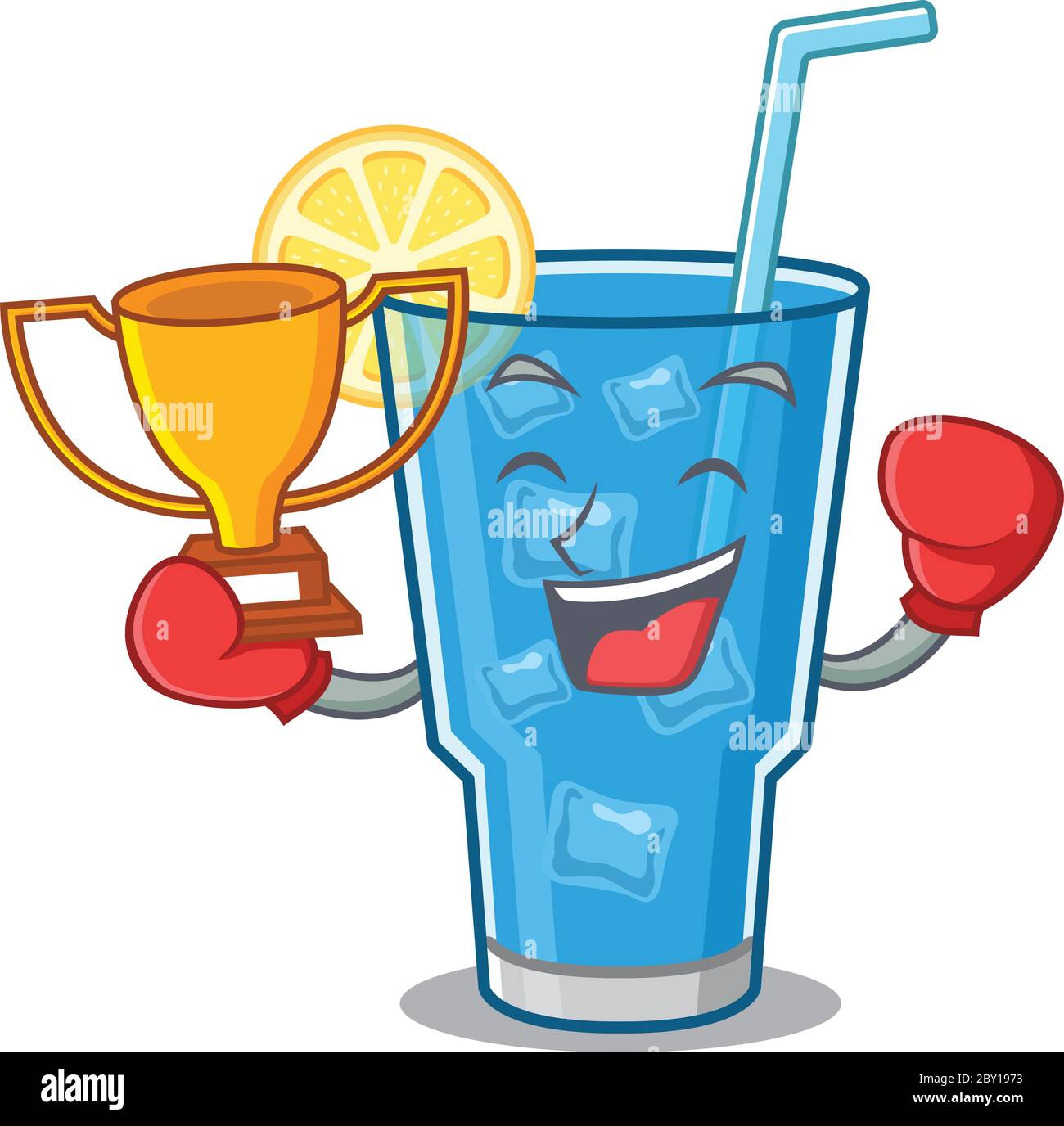 An elegant boxing winner of blue lagoon cocktail caricature design ...