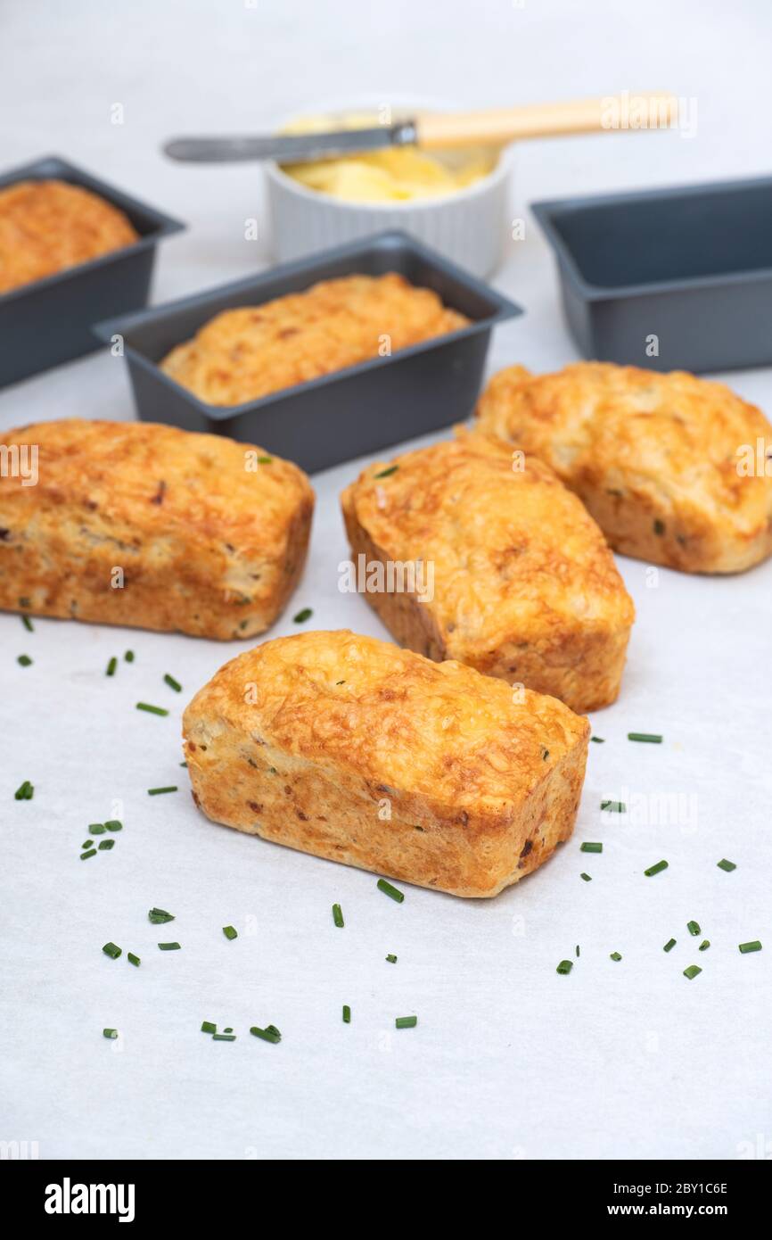 Homemade Cheddar Cheese Mini Loaf Scones Stock Photo - Alamy