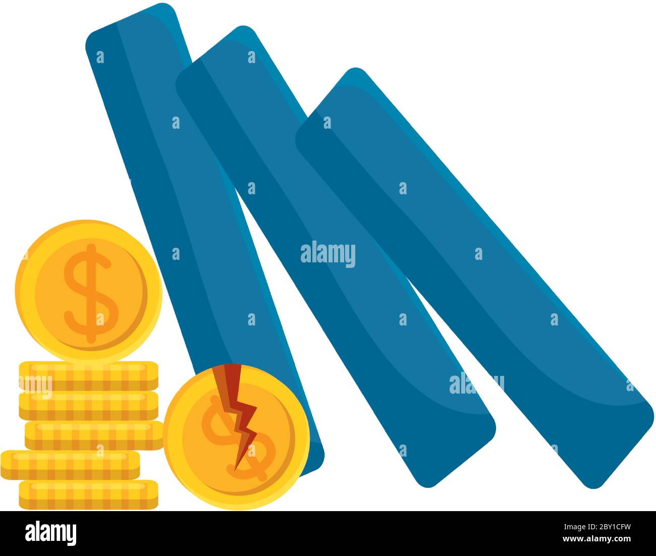 broken dollar coins of bankruptcy vector design Stock Vector Image & Art - Alamy