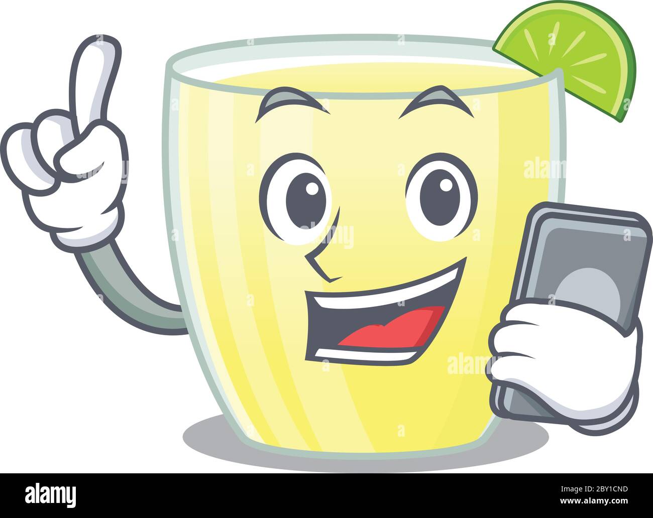 Daiquiri cocktail caricature character speaking with friends on phone ...