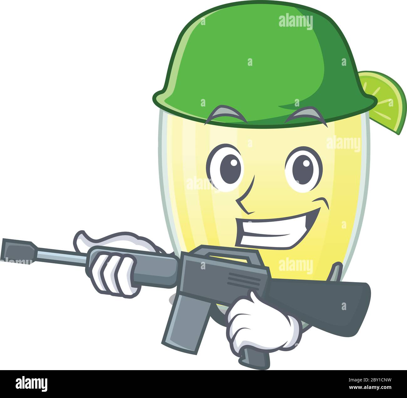 A cartoon picture of Army daiquiri cocktail holding machine gun Stock ...