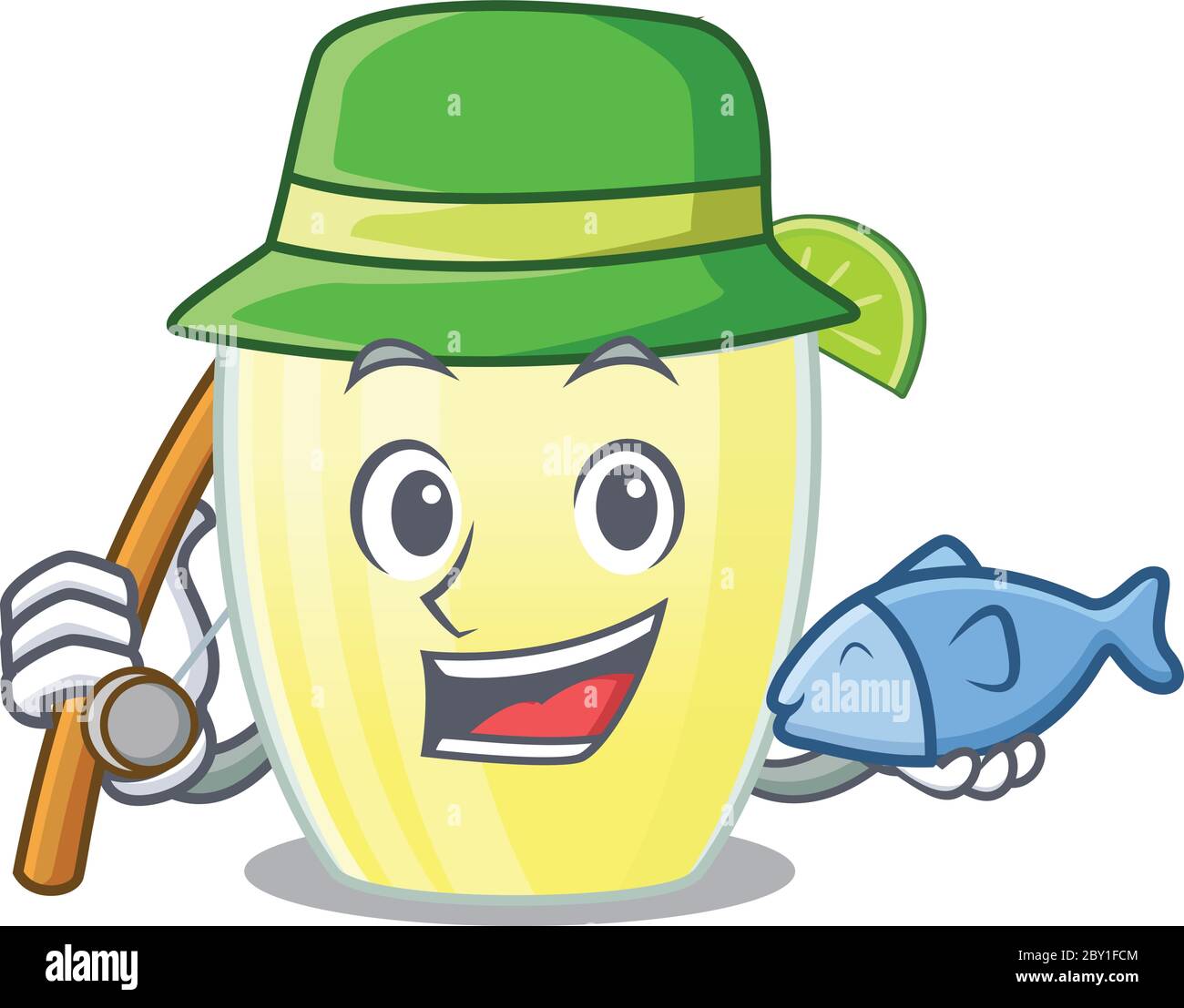 Cartoon design style of daiquiri cocktail goes to fishing Stock Vector ...