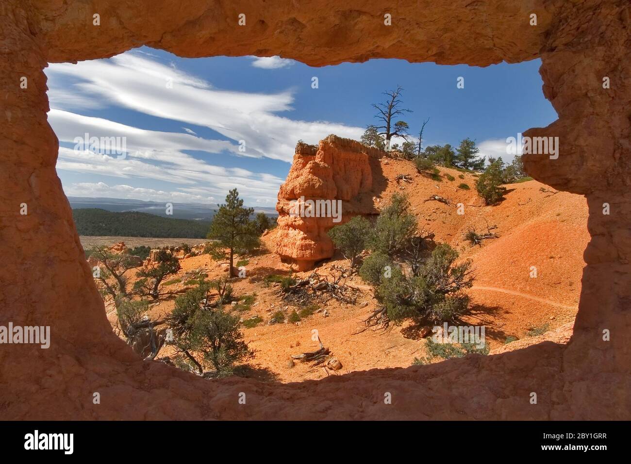 Landscape from a stone window Stock Photo - Alamy