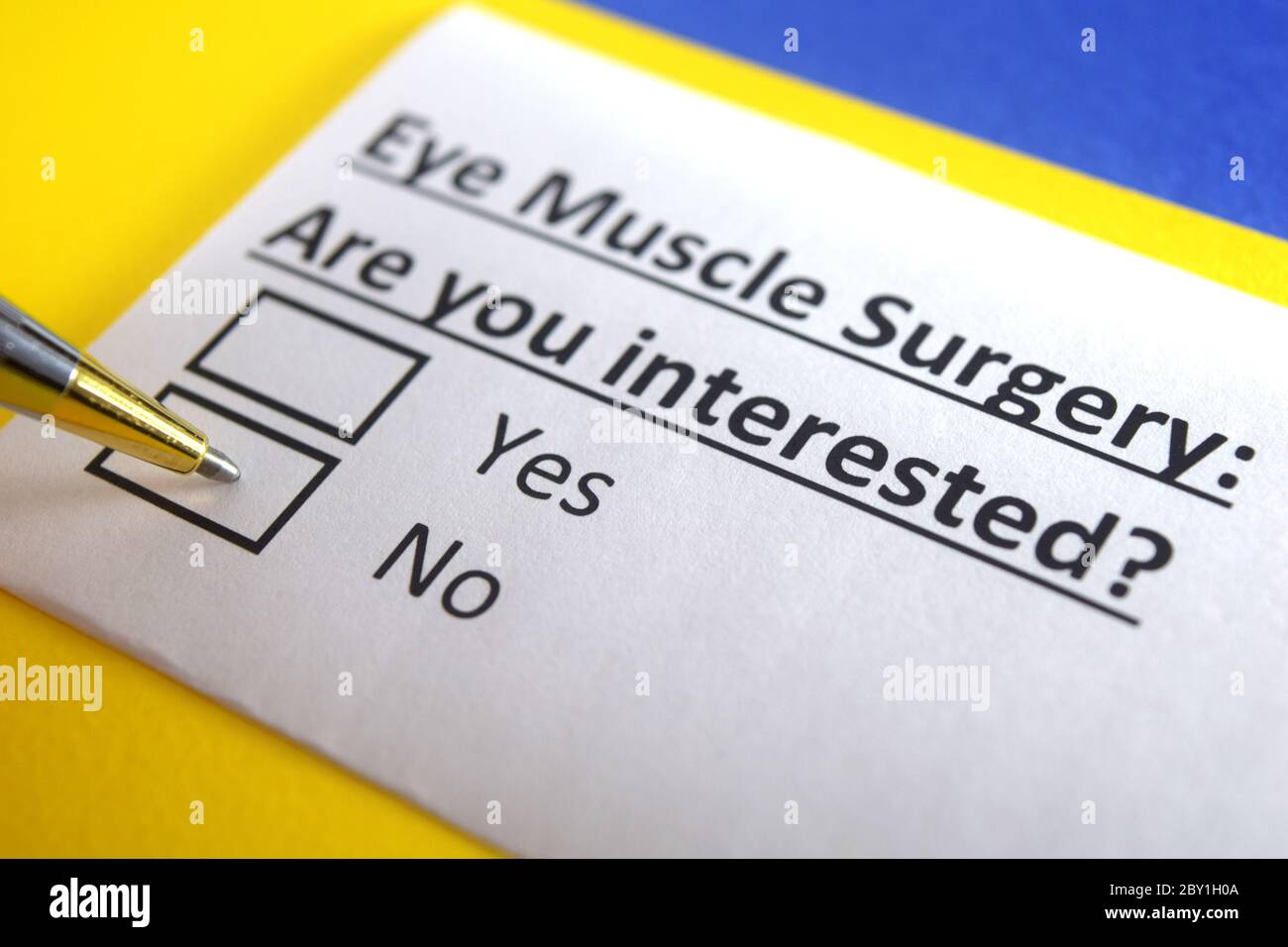 One person is answering question about eye muscle surgery Stock Photo ...