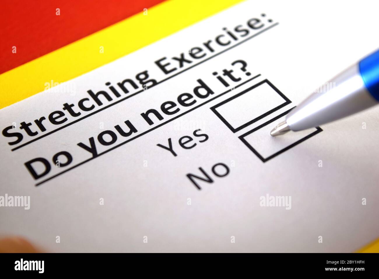 One person is answering question about stretching exercise Stock Photo ...