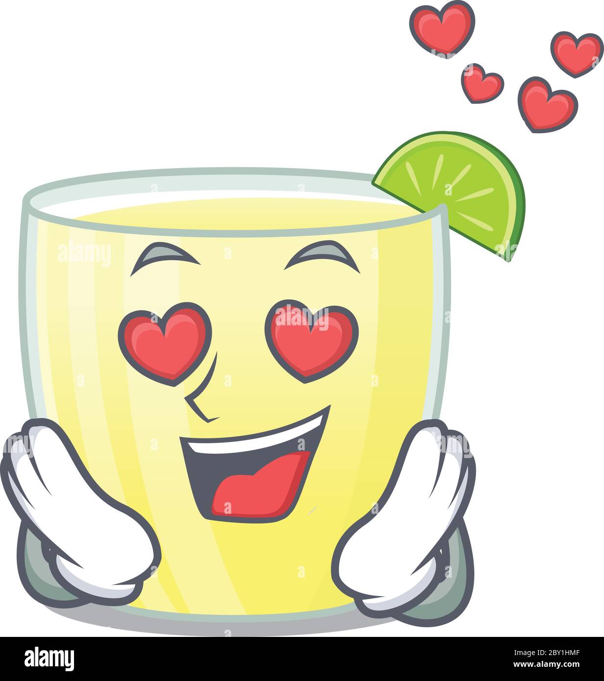 Romantic daiquiri cocktail cartoon character has a falling in love eyes ...