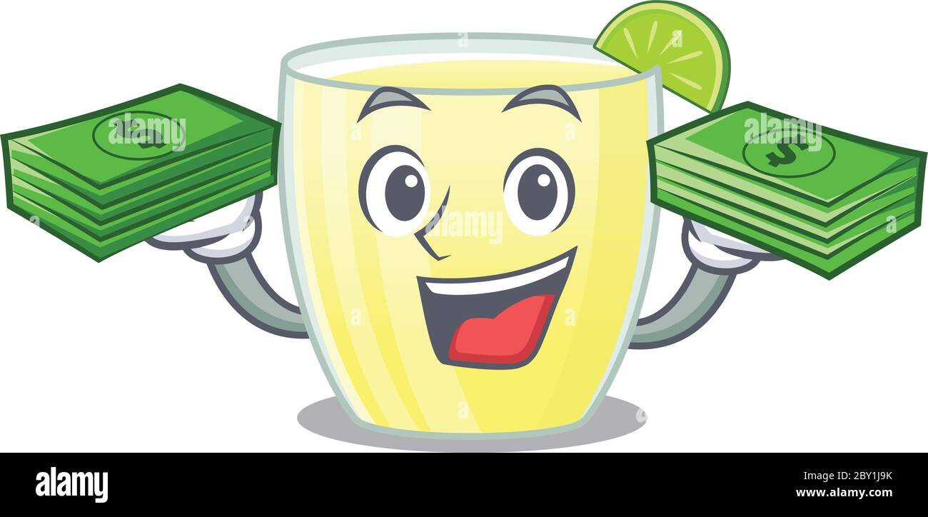 A wealthy daiquiri cocktail cartoon character with much money Stock ...