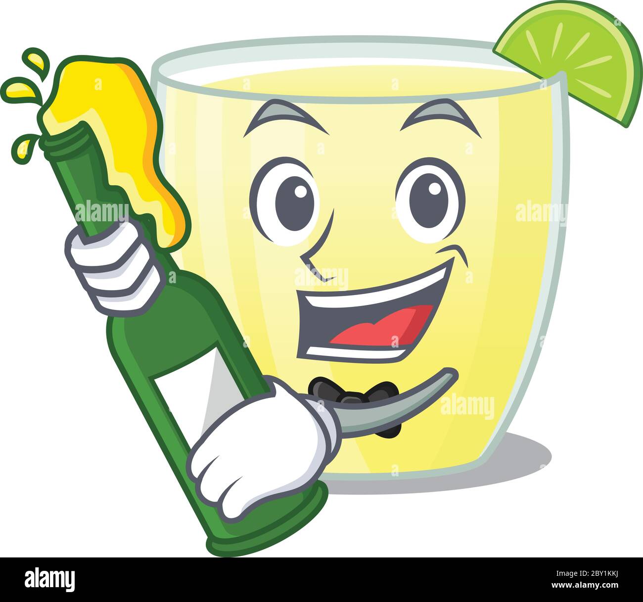 caricature design concept of daiquiri cocktail cheers with bottle of ...