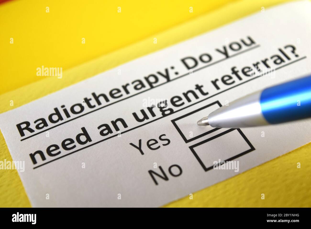 One person is answering question about radiotherapy Stock Photo - Alamy