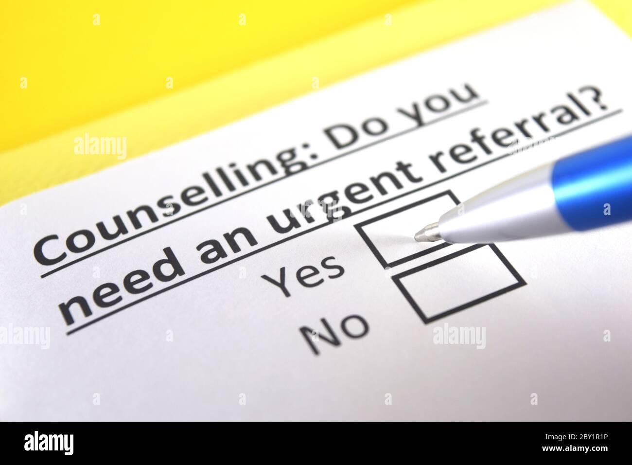 One person is answering question about counselling Stock Photo - Alamy