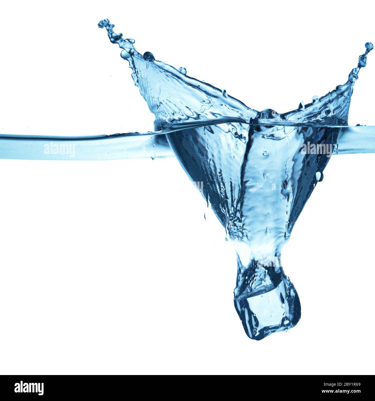 ice cube dropped, isolated on white Stock Photo - Alamy