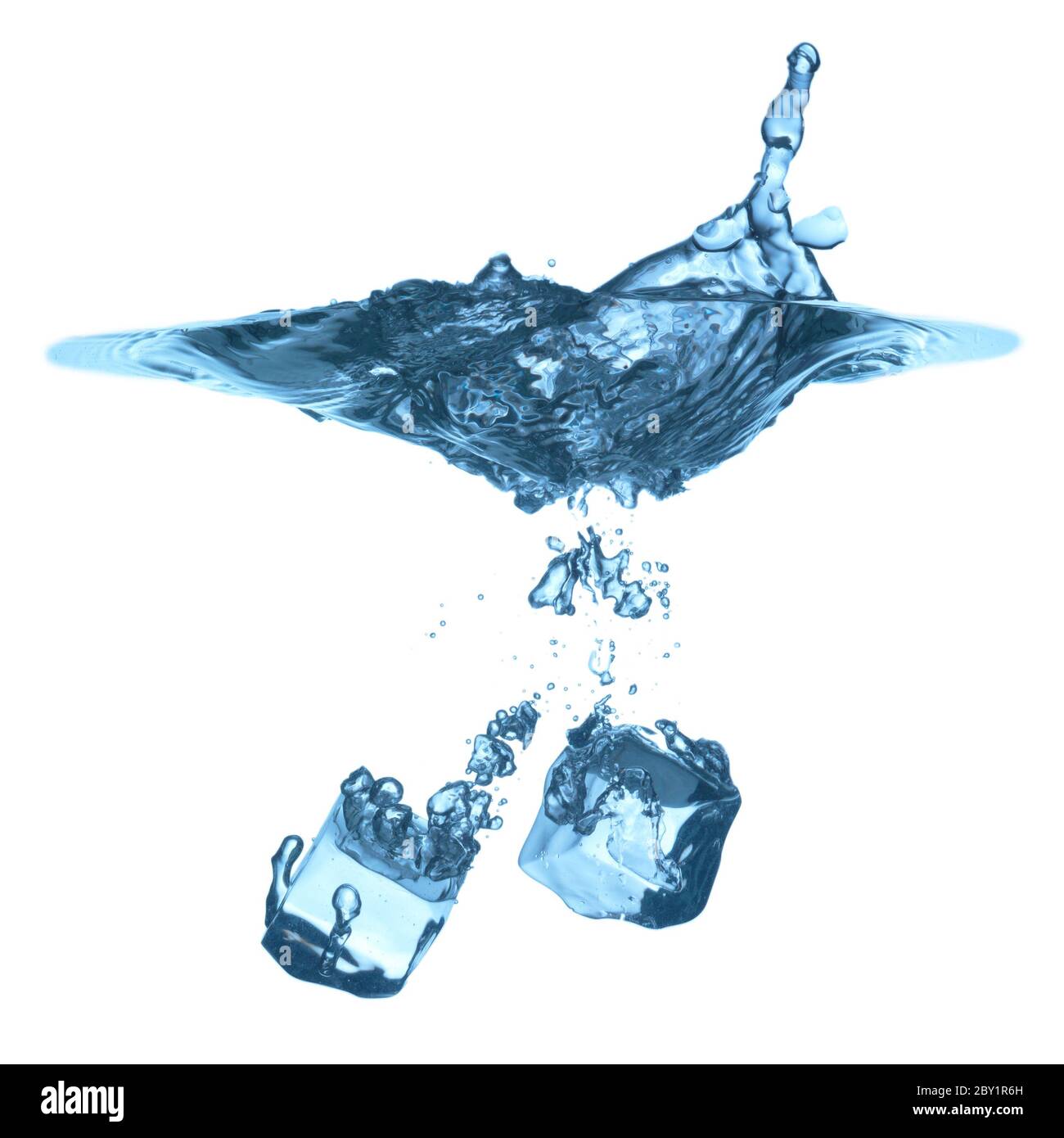 ice cube dropped, isolated on white Stock Photo - Alamy