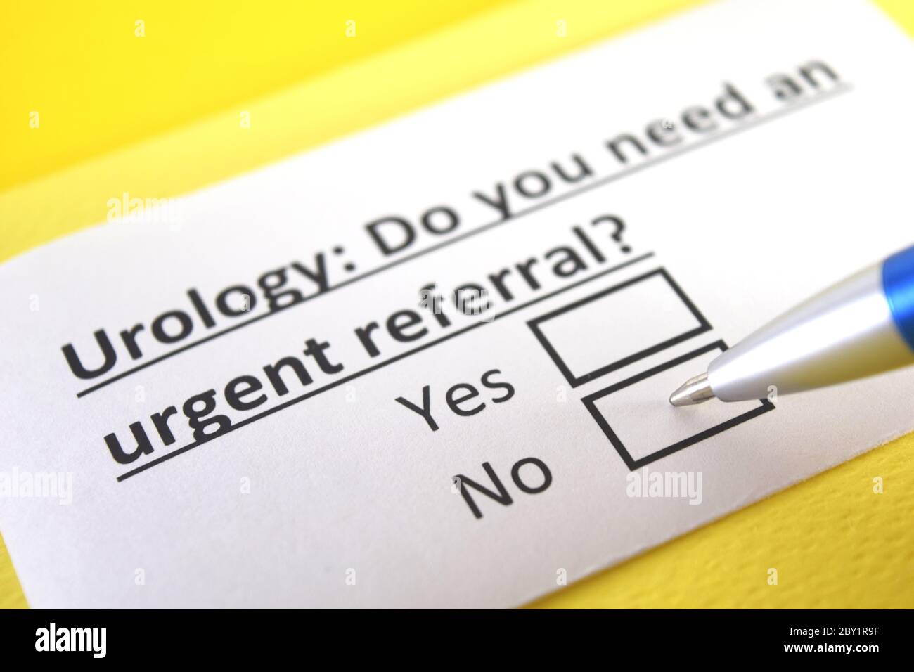 One person is answering question about urology Stock Photo - Alamy