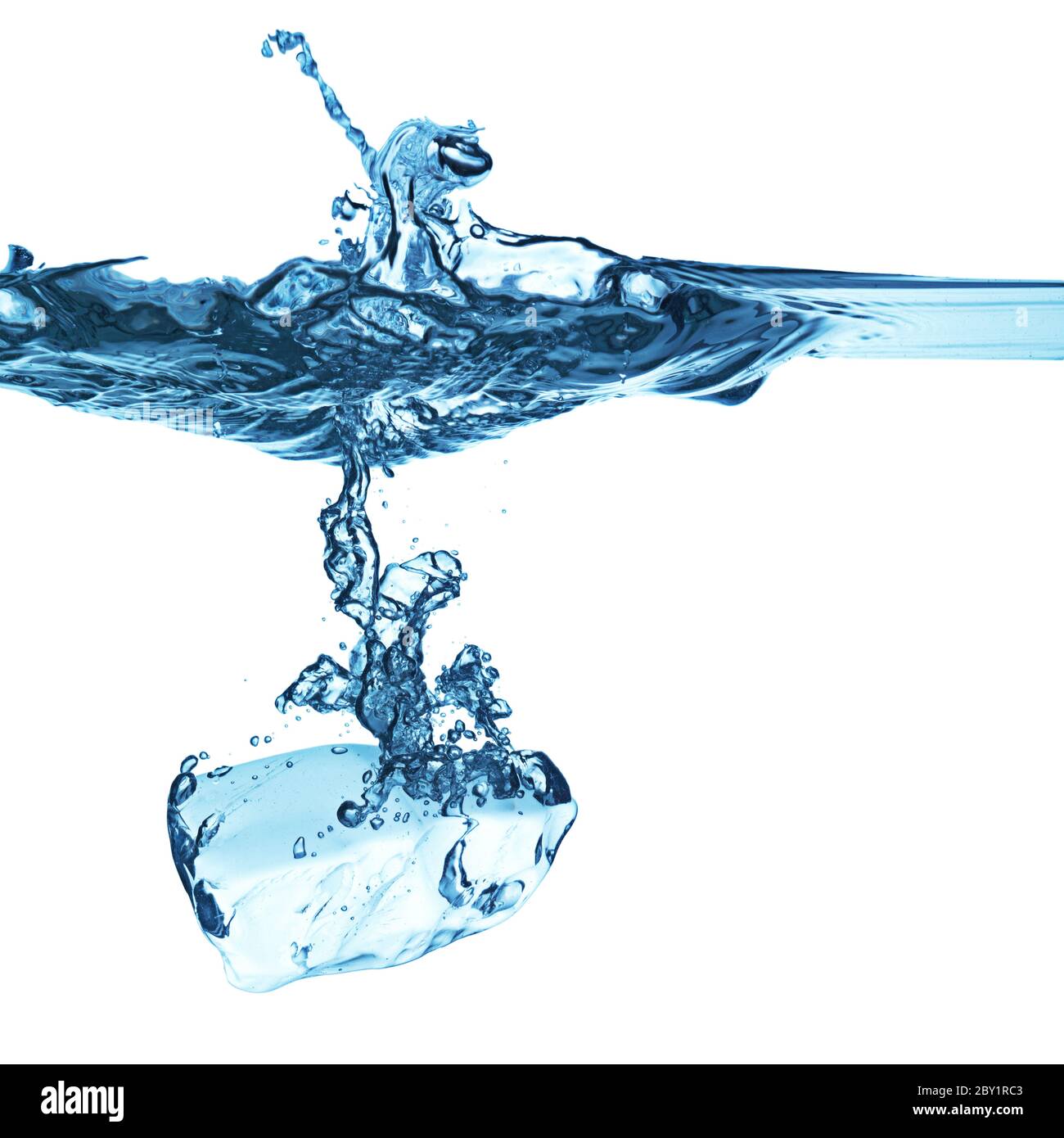 ice cube dropped, isolated on white Stock Photo - Alamy