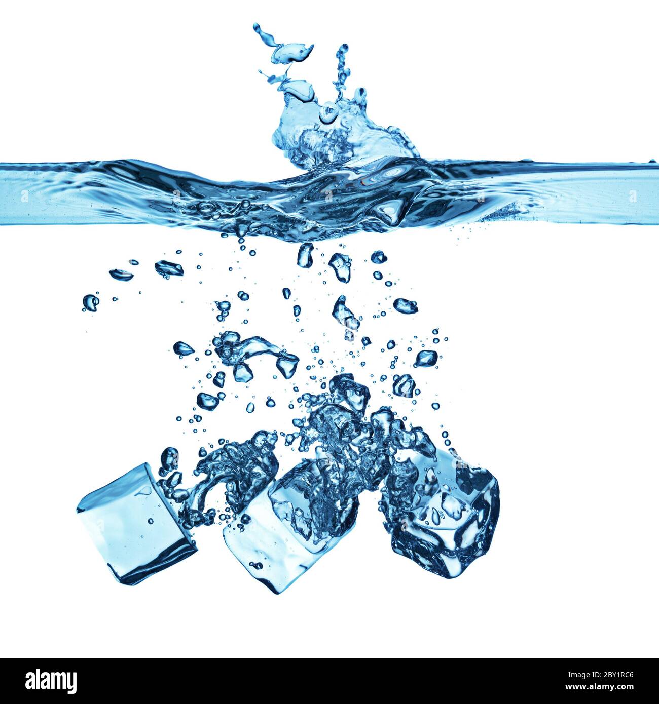 ice cube dropped, isolated on white Stock Photo - Alamy