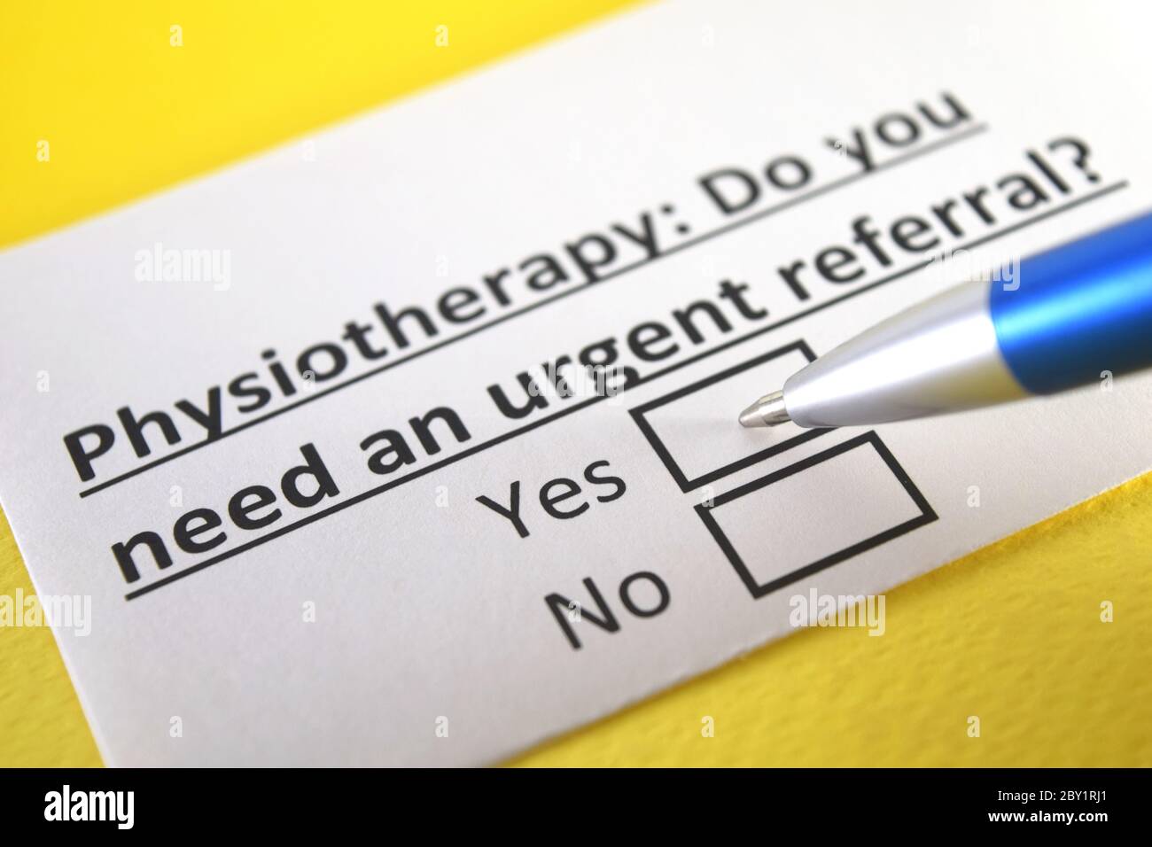 One person is answering question about physiotherapy Stock Photo - Alamy