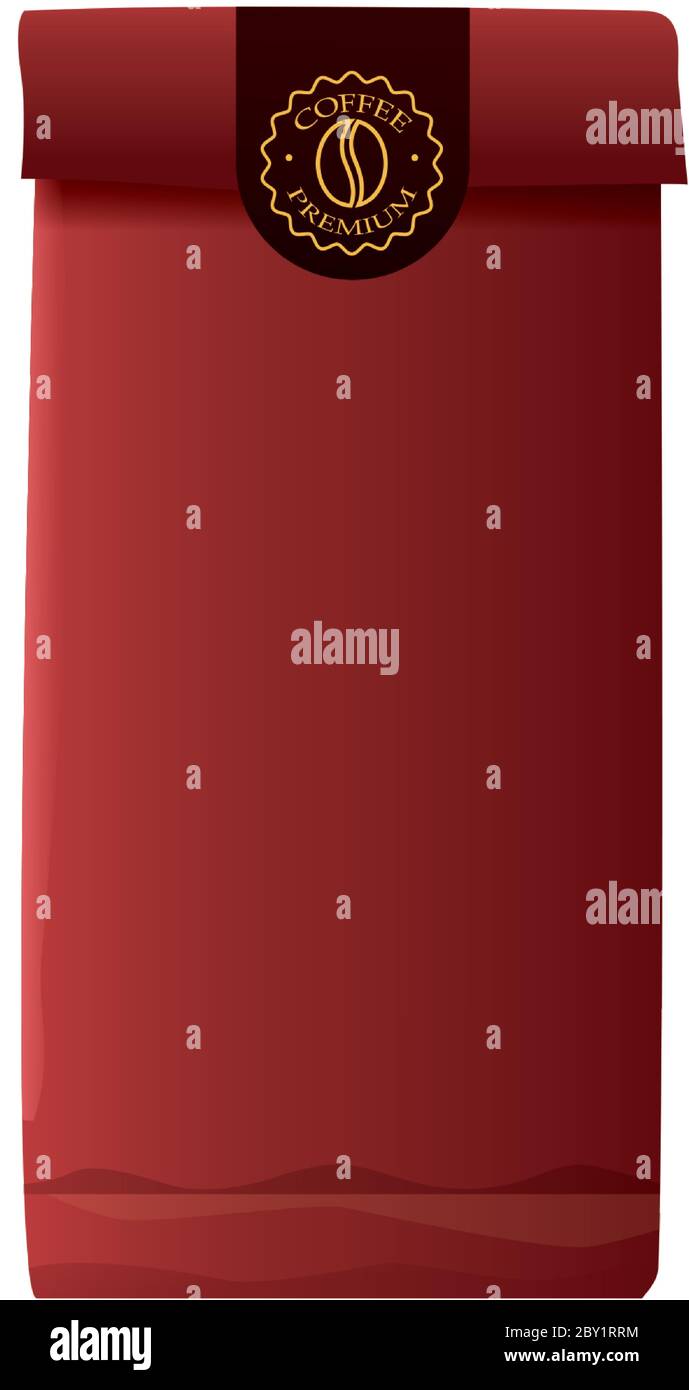 red coffee paper bag elegant packing product vector illustration design ...
