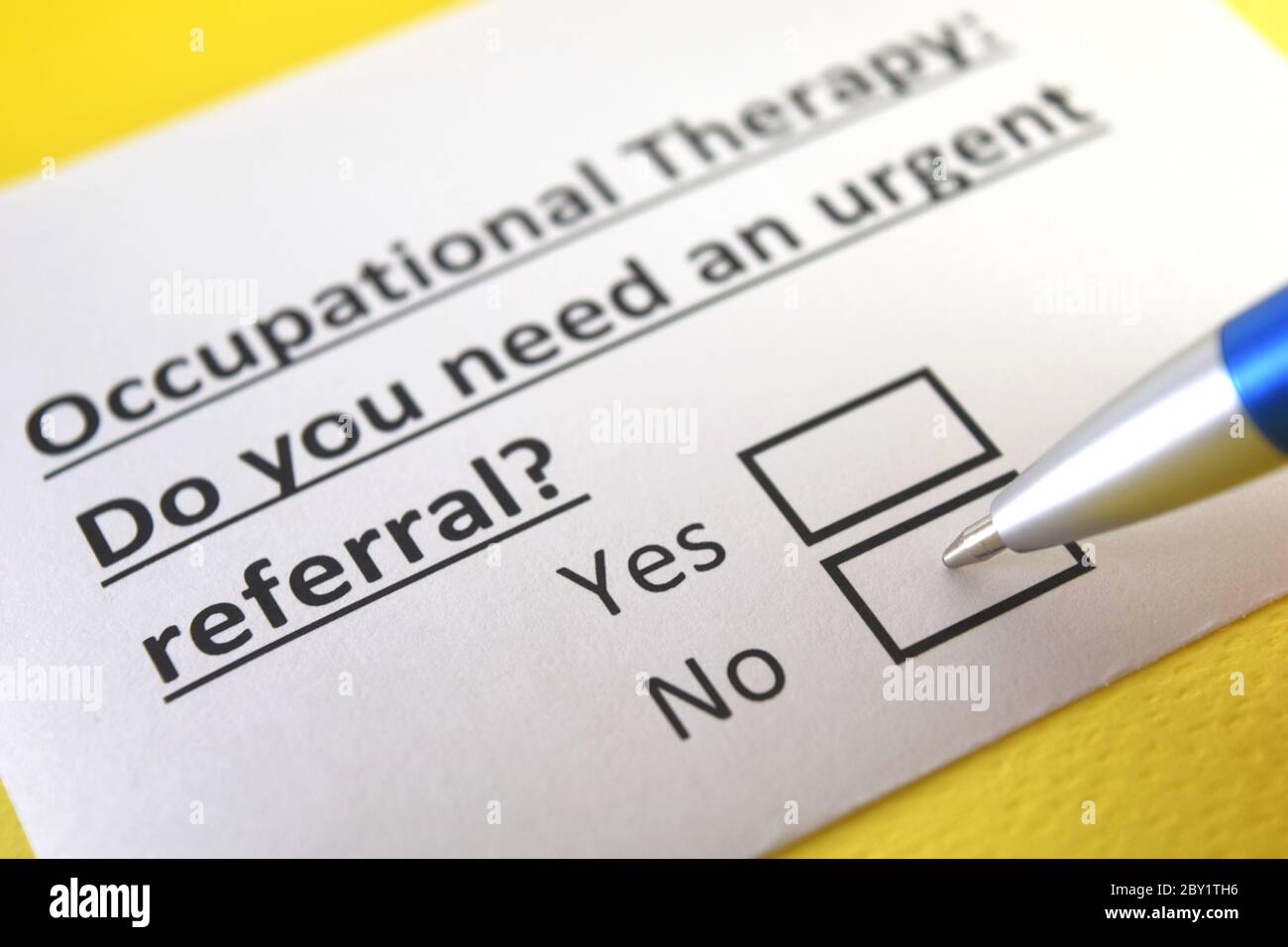One person is answering question about occupational therapy Stock Photo ...