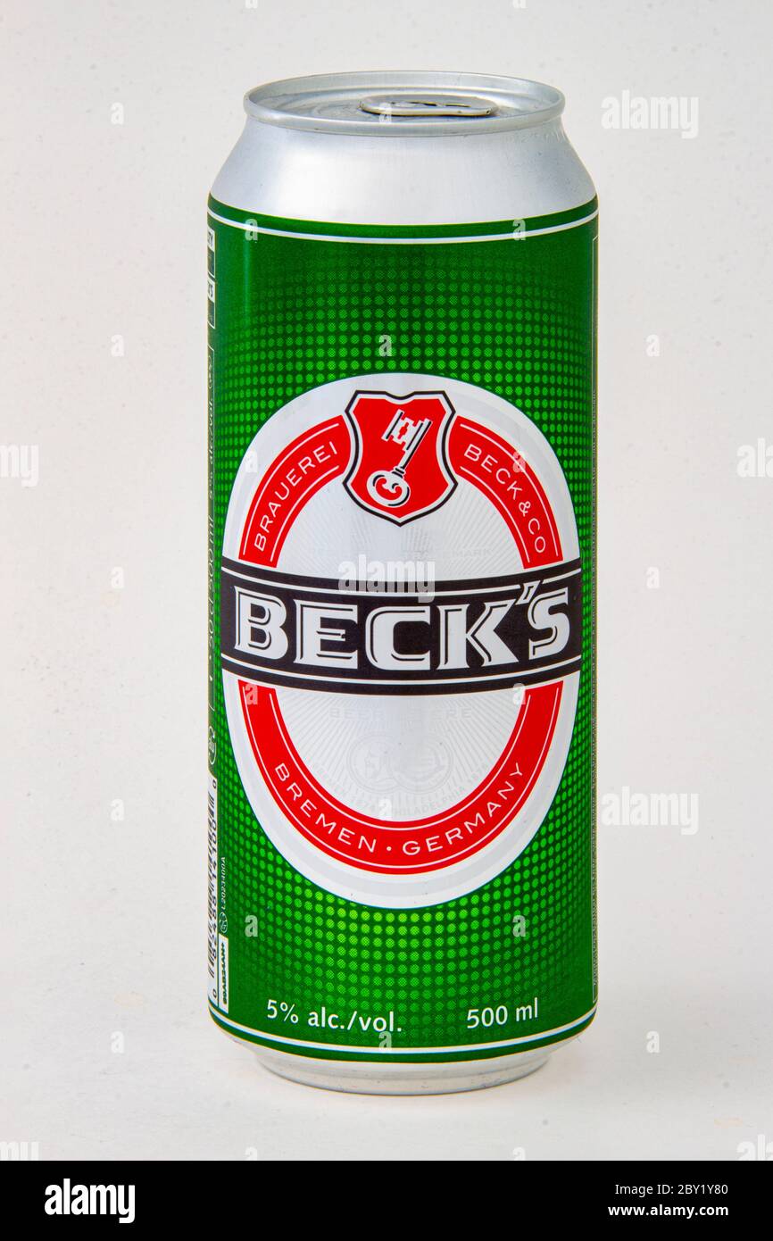 Calgary, Alberta, Canada. June 08, 2020. An isolated Beck's Tallboy ...
