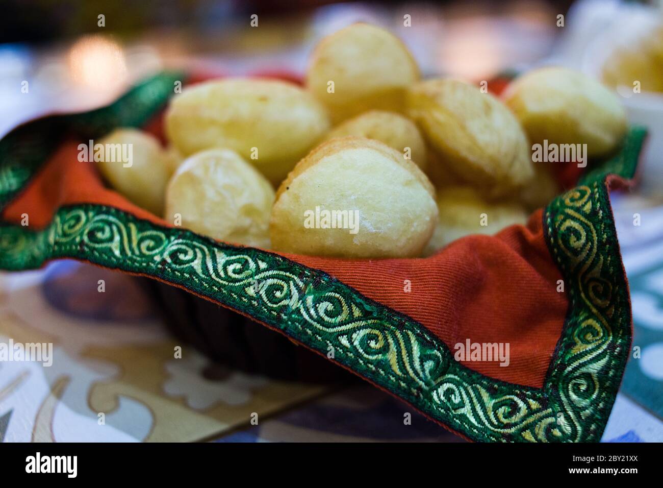 Close up photo of borsook, a popular Central Asian dish commonly ...