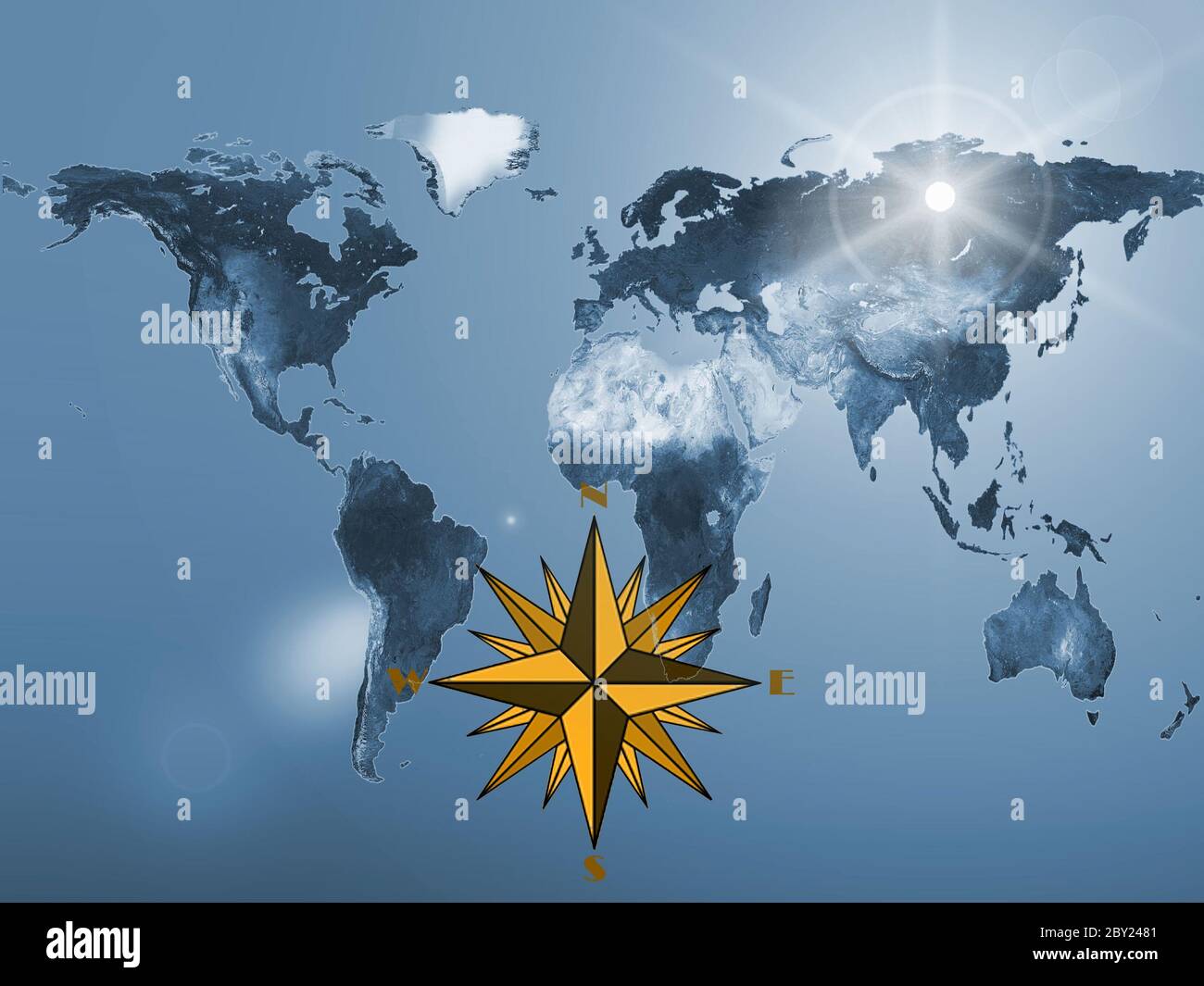 earth and compass Stock Photo - Alamy
