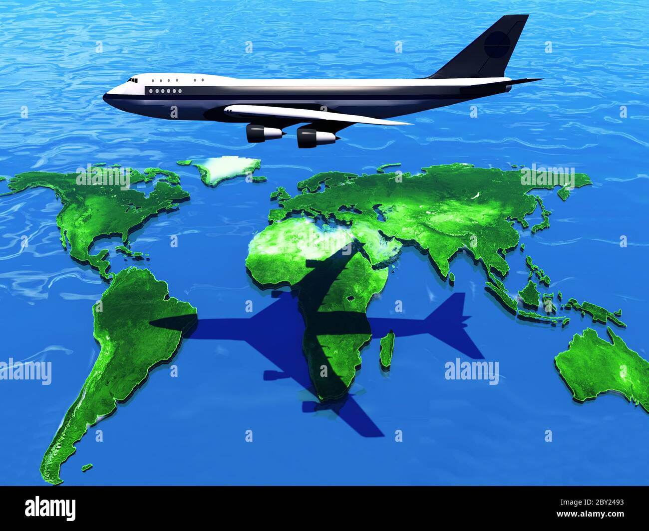 earth map and airplane Stock Photo - Alamy
