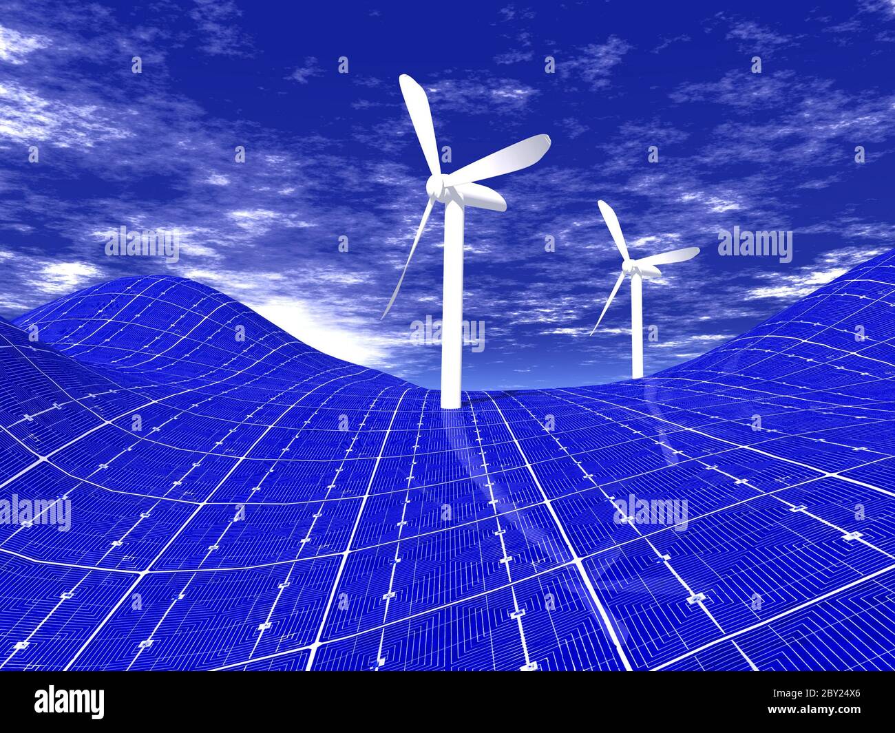 windmill and solar panels Stock Photo - Alamy