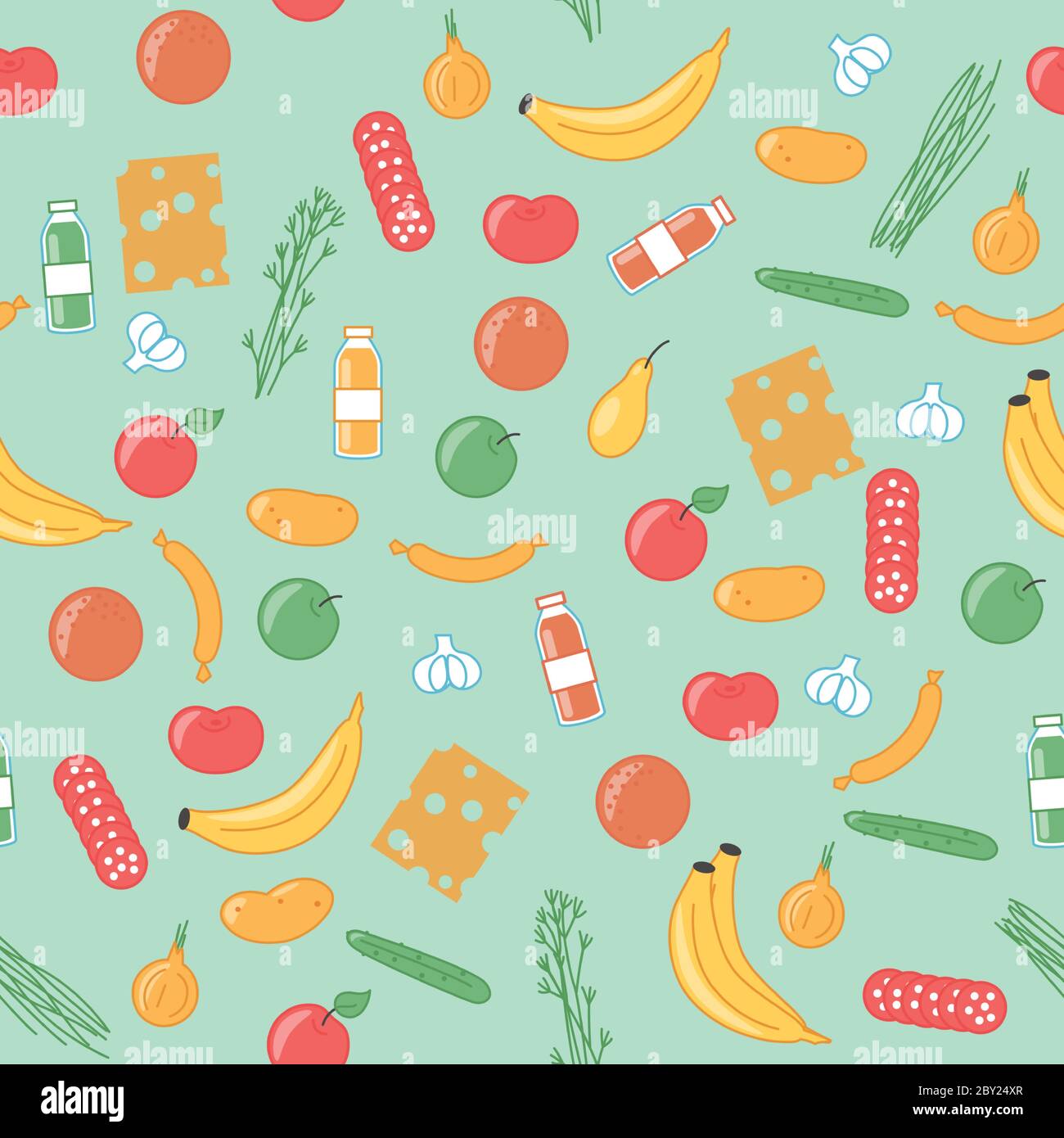 Grocery seamless pattern. Different products for your nutrition. Vector ...