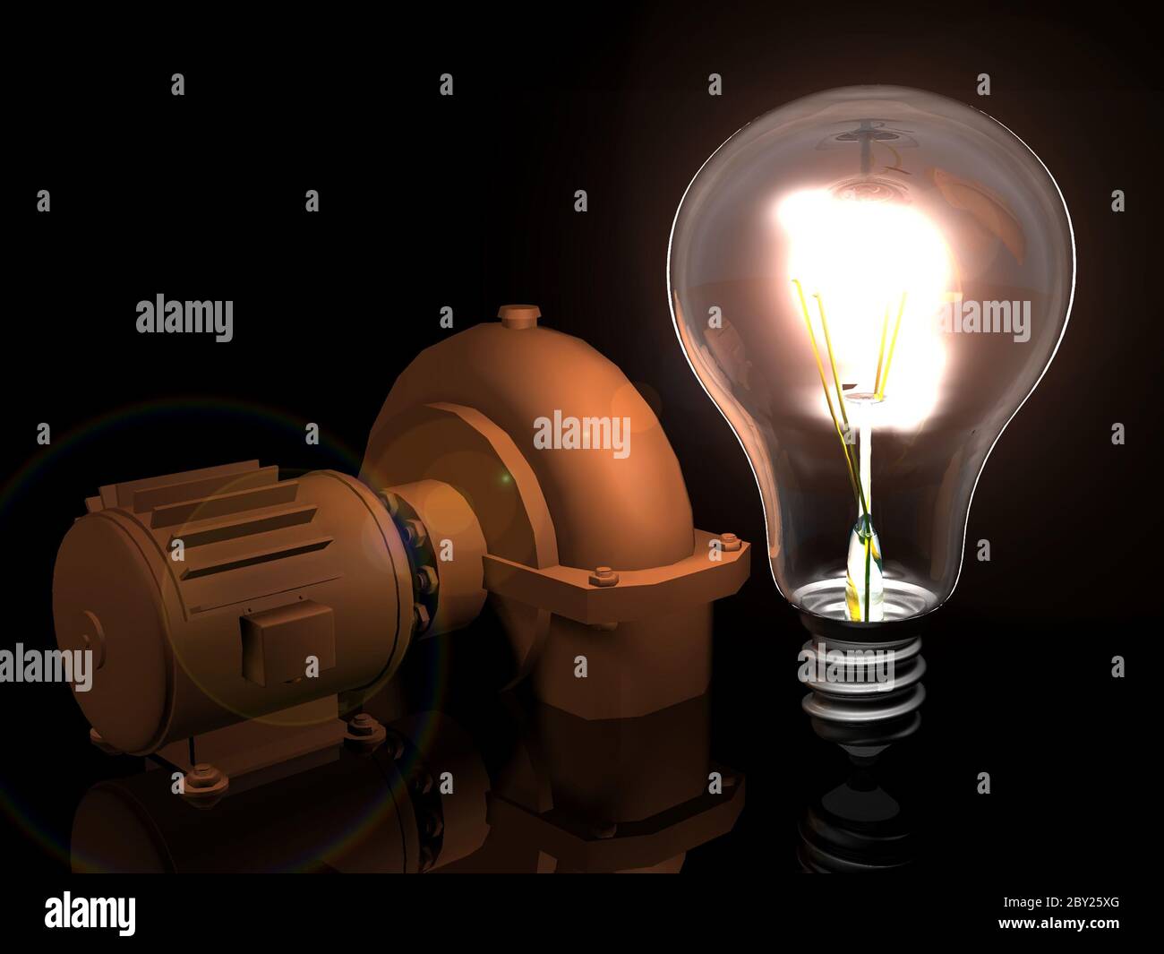 the light bulb and the motor Stock Photo - Alamy