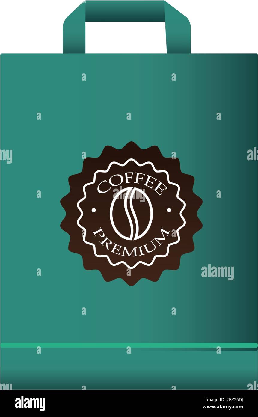 coffee shop elegant green shopping bag vector illustration design Stock ...