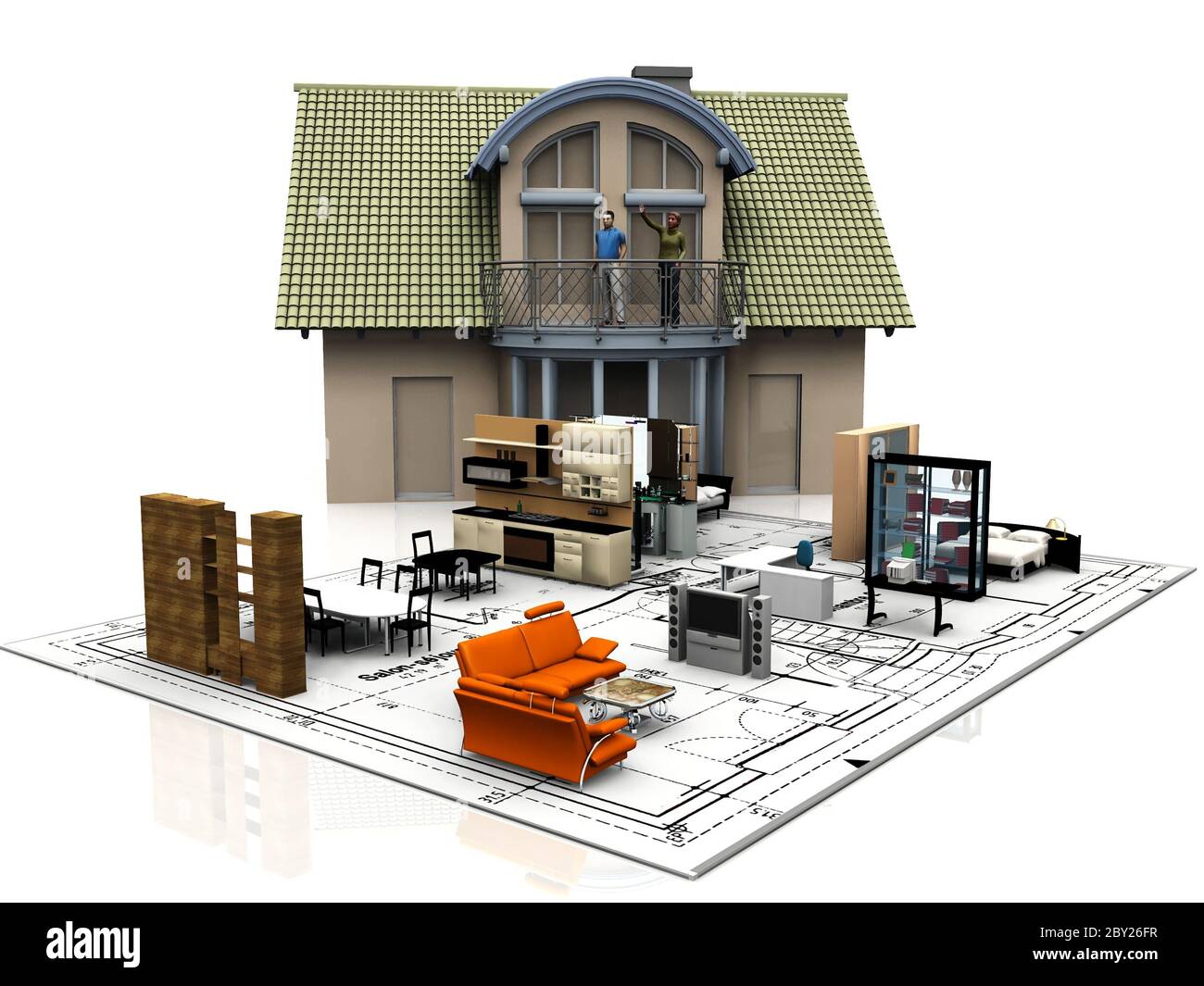 Detached house house design Cut Out Stock Images & Pictures - Alamy