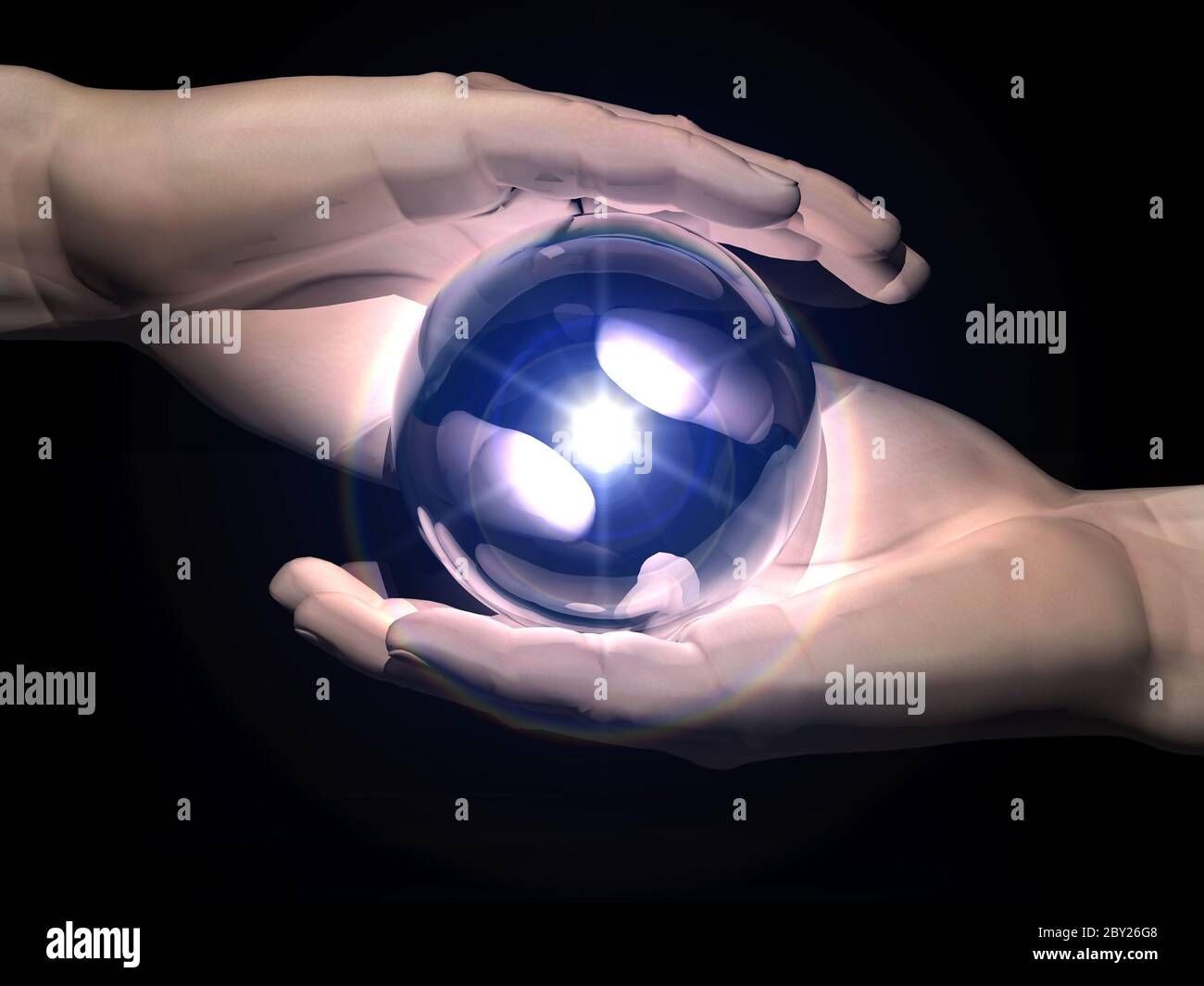 hands and magic ball Stock Photo - Alamy