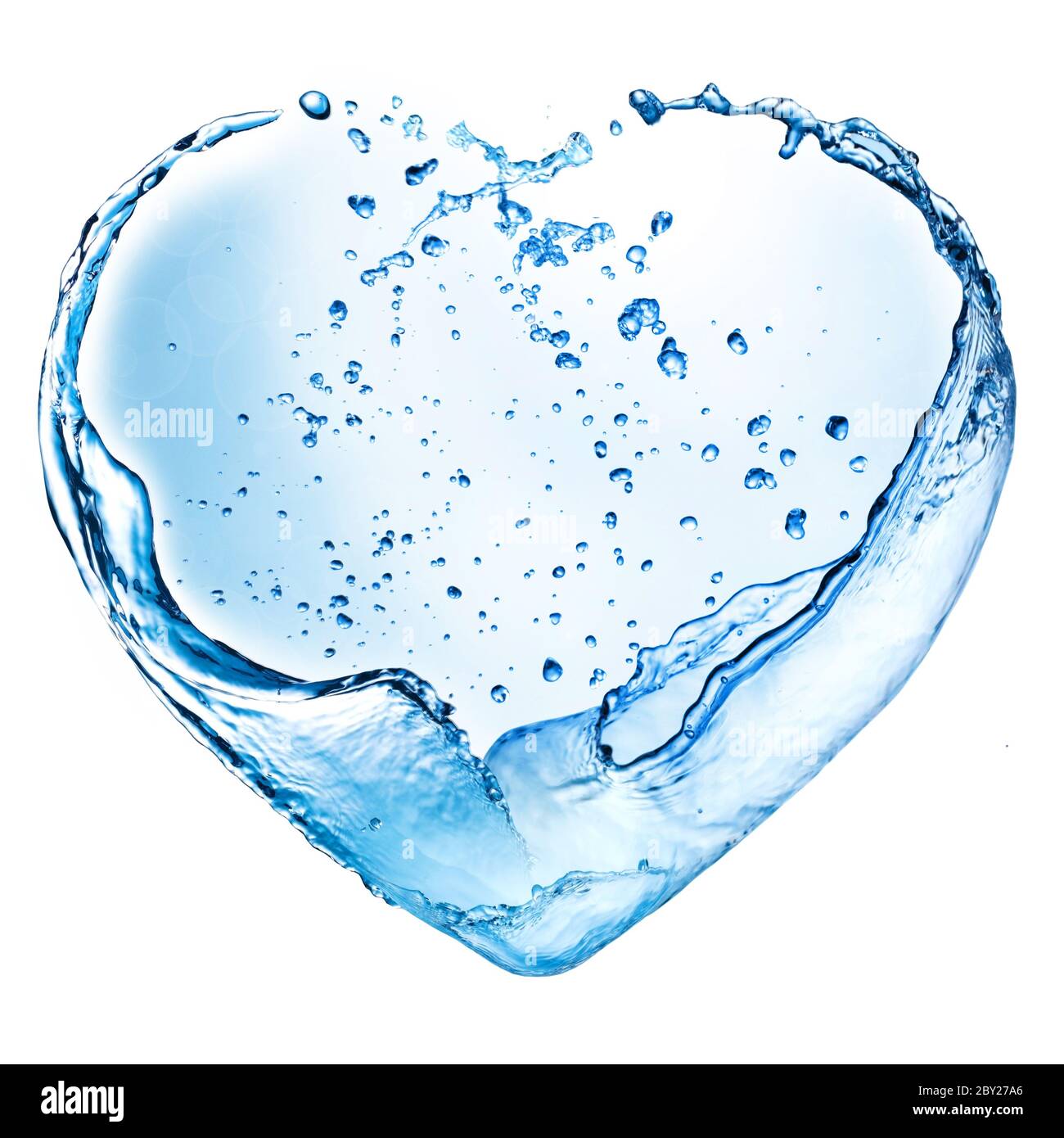 Valentine heart made of blue water splash isolated on white background ...