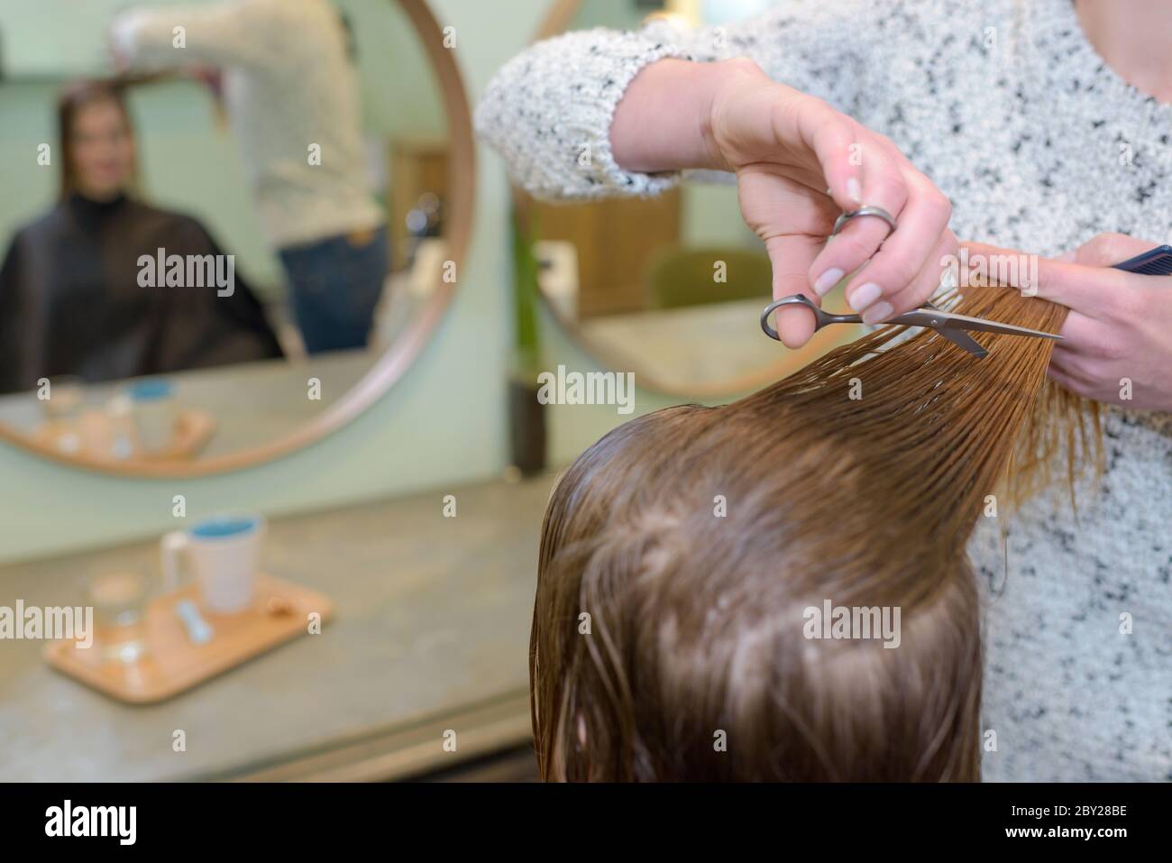 Haircutting in process hi-res stock photography and images - Alamy