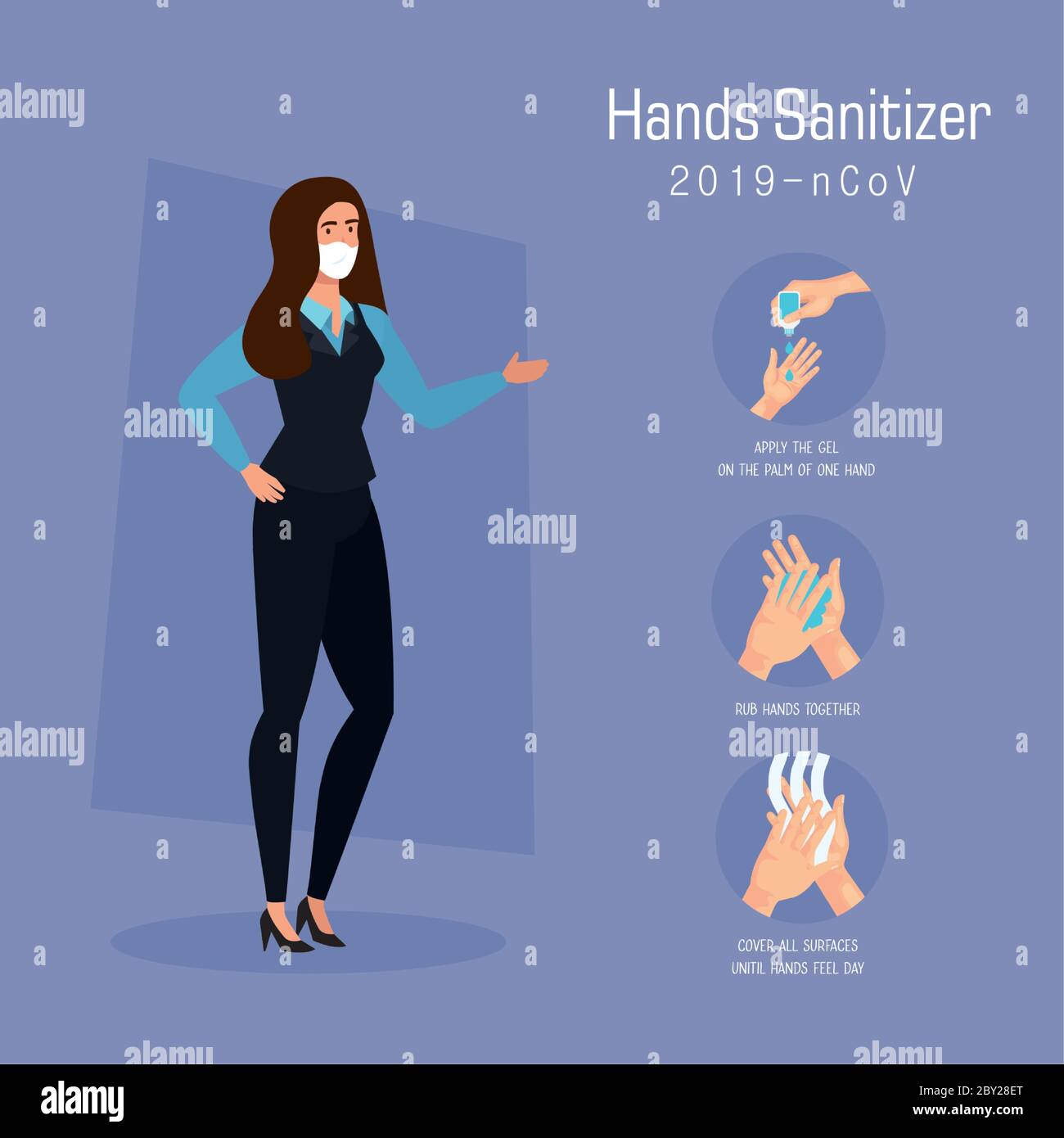 Businesswoman And Hands Washing Steps Vector Design Stock Vector Image