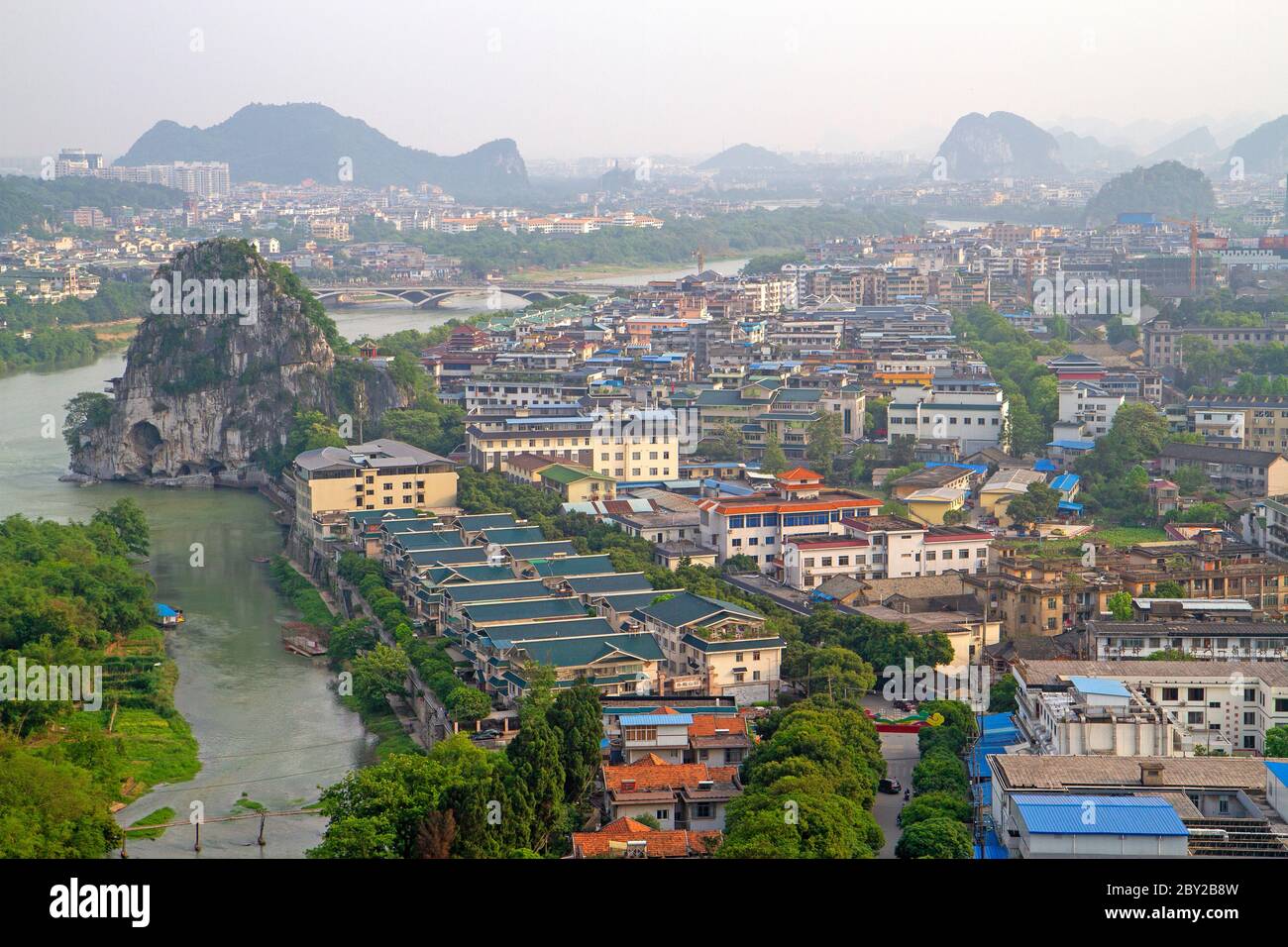 Overhead of Guilin and the Li River Stock Photo - Alamy