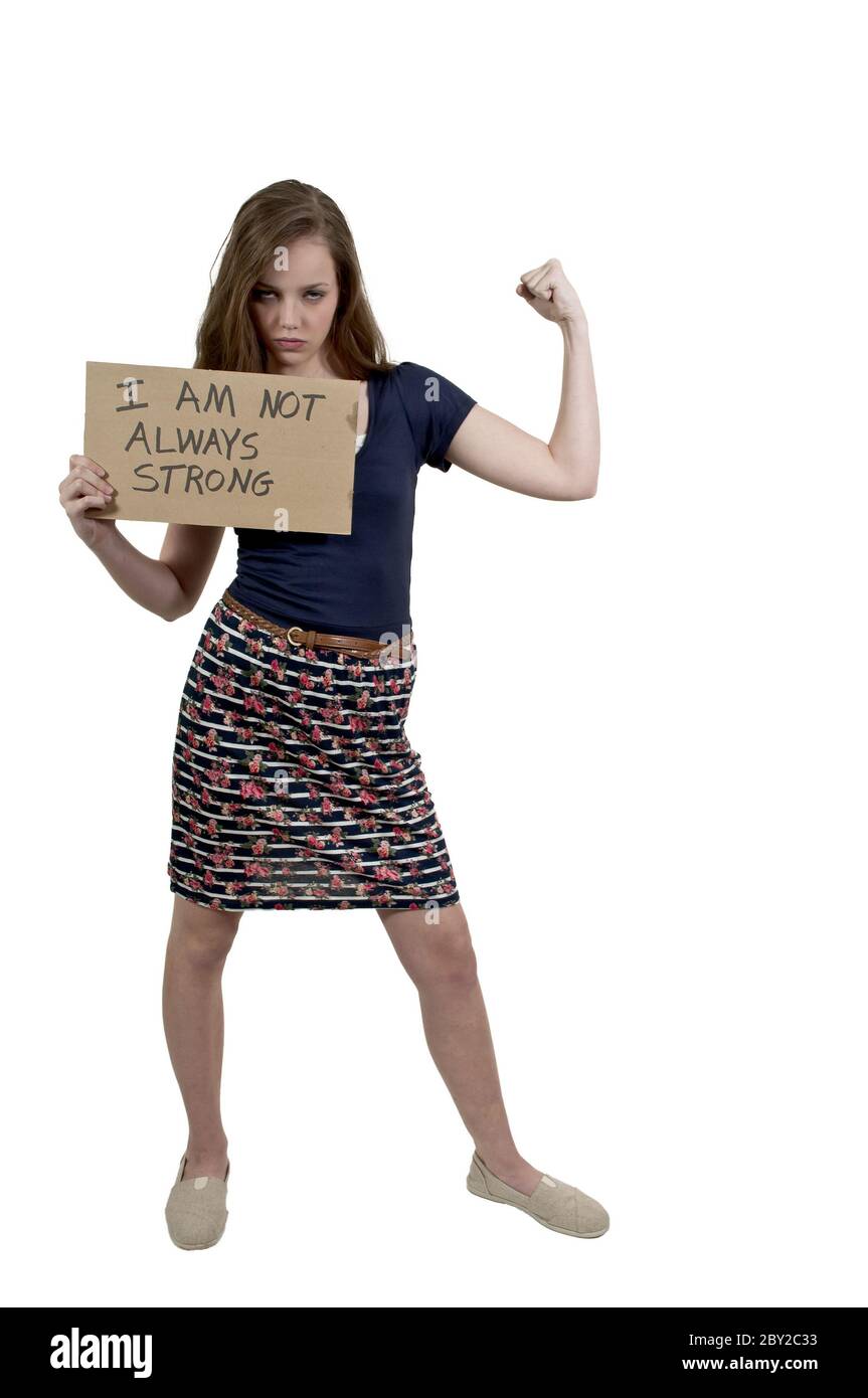 Woman Holding a Sign Stock Photo - Alamy