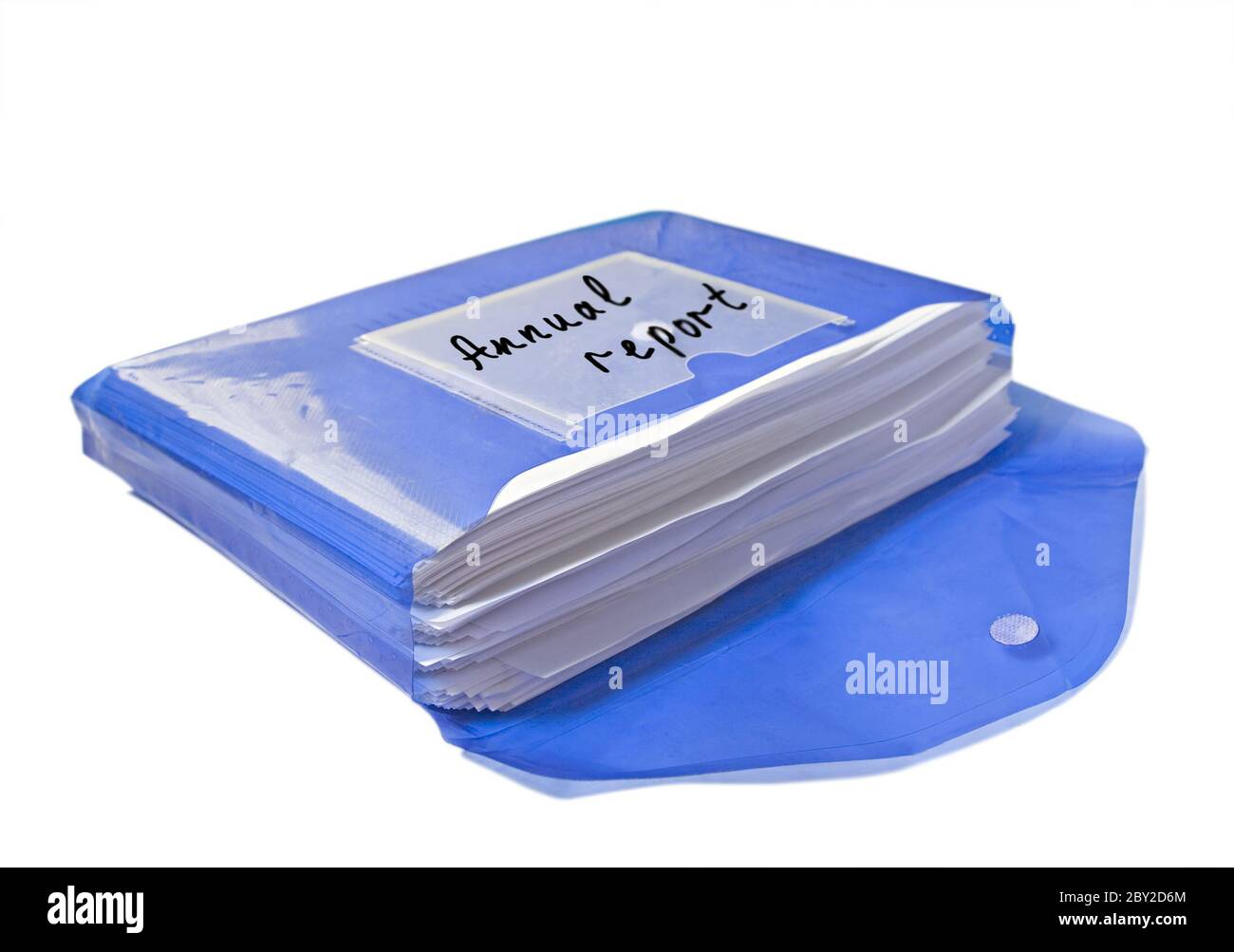 plastic envelope with lots of paper isolated over white Stock Photo - Alamy