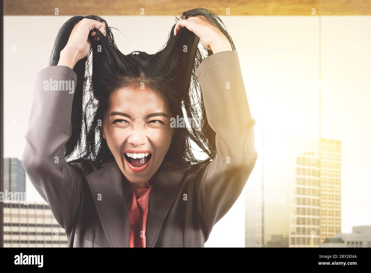 Asian businesswoman feeling depressed after failing on the workplace ...