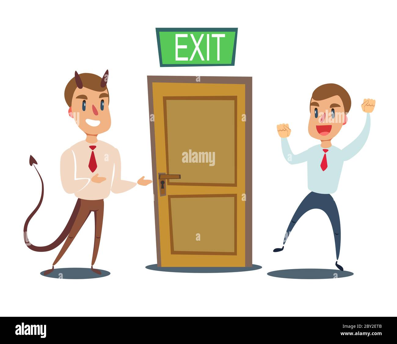 Evil devil businessman invite men to opened door Stock Vector Image ...