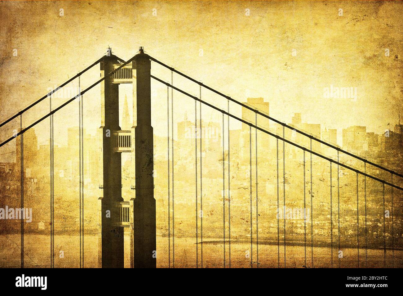 Grunge image of Golden Gate Bridge, San Francisco, California Stock ...