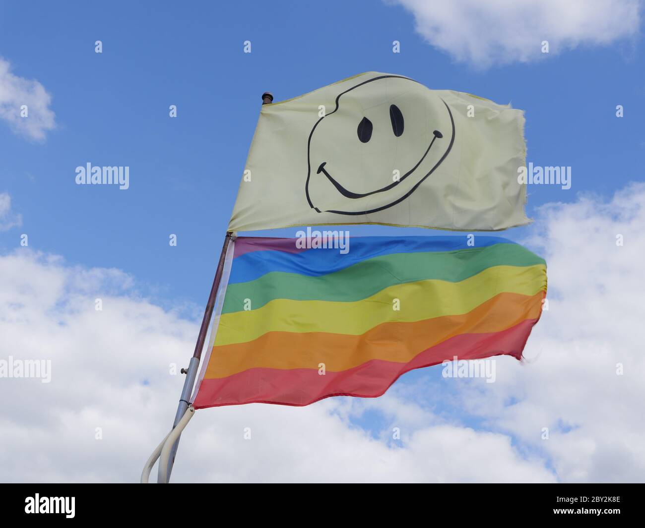 Flags smile and rainbow blowing in the wind Stock Photo - Alamy