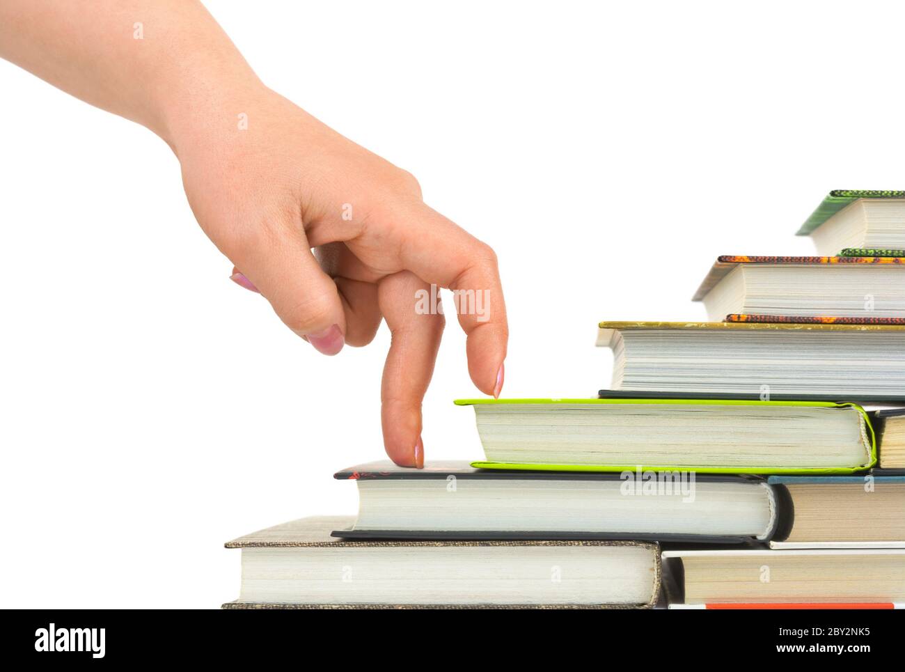Hand and book stairs Stock Photo - Alamy