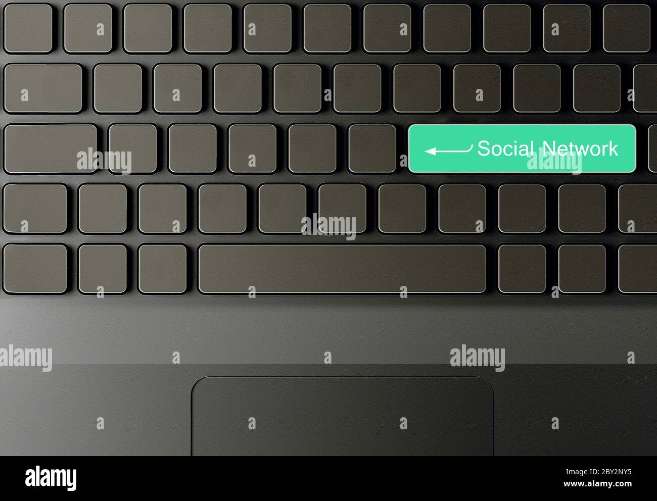 Keyboard with Green social network button Stock Photo - Alamy