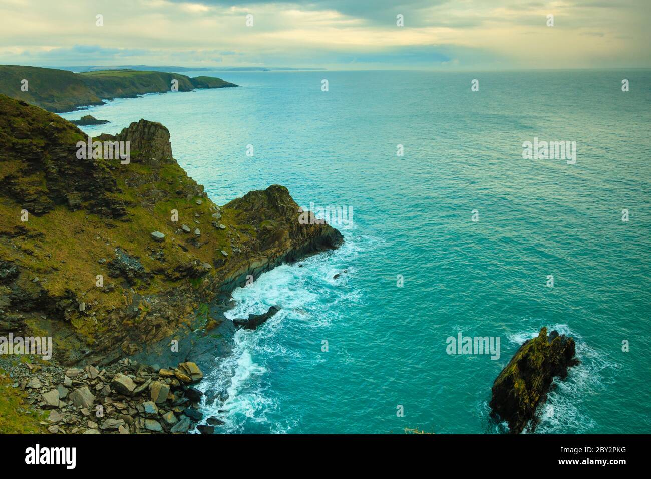 Irish landscape. Coastline atlantic ocean rocky coast scenery. County ...