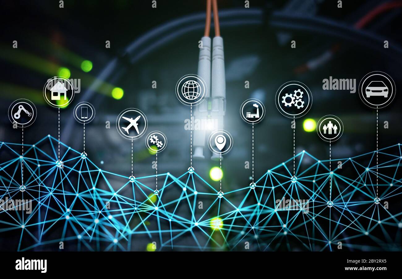 IOT internet of things digital technology concept. Server room ...